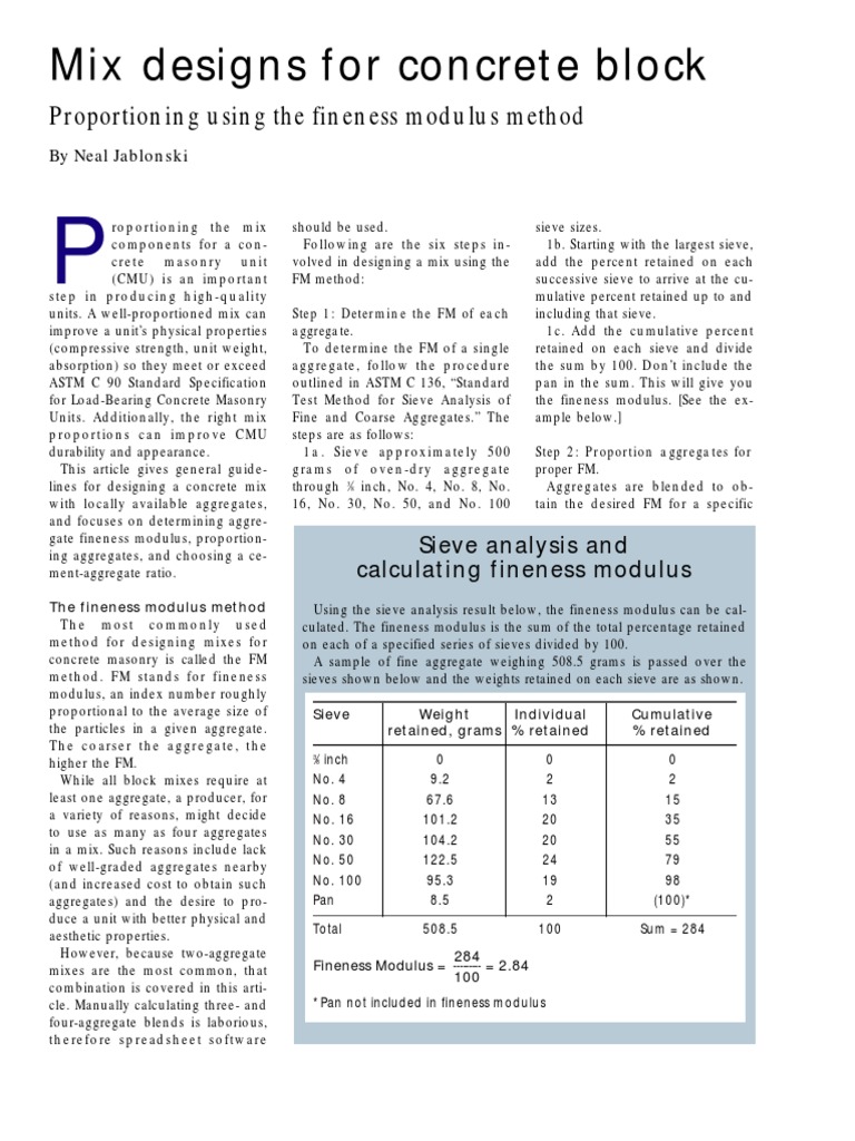 Mix Designs For Concrete Block - tcm77-1306028 | PDF | Construction ...
