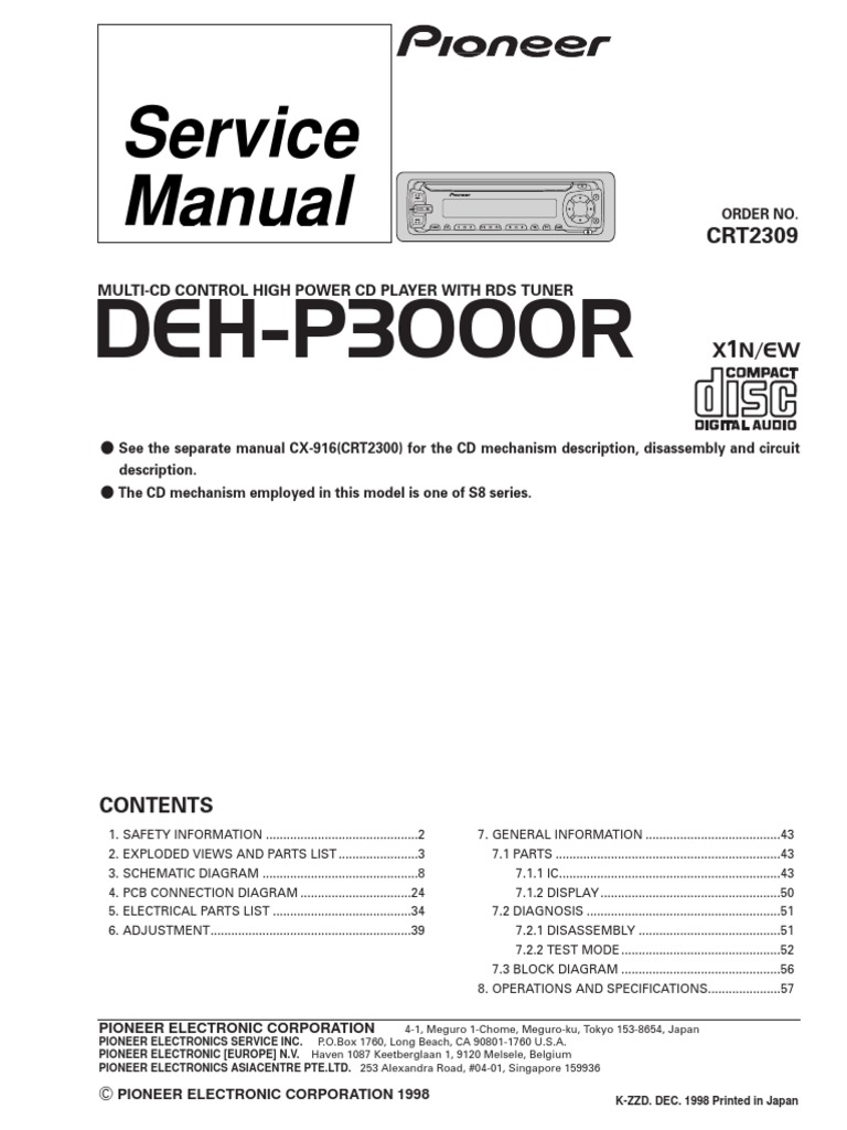 Pioneer - DEH-P3000R Multi-Cd PDF | PDF | Detector (Radio) | Amplifier