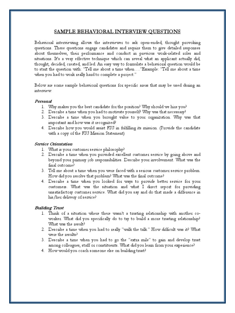 Sample Behavioral Interview Questions | Communication | Leadership