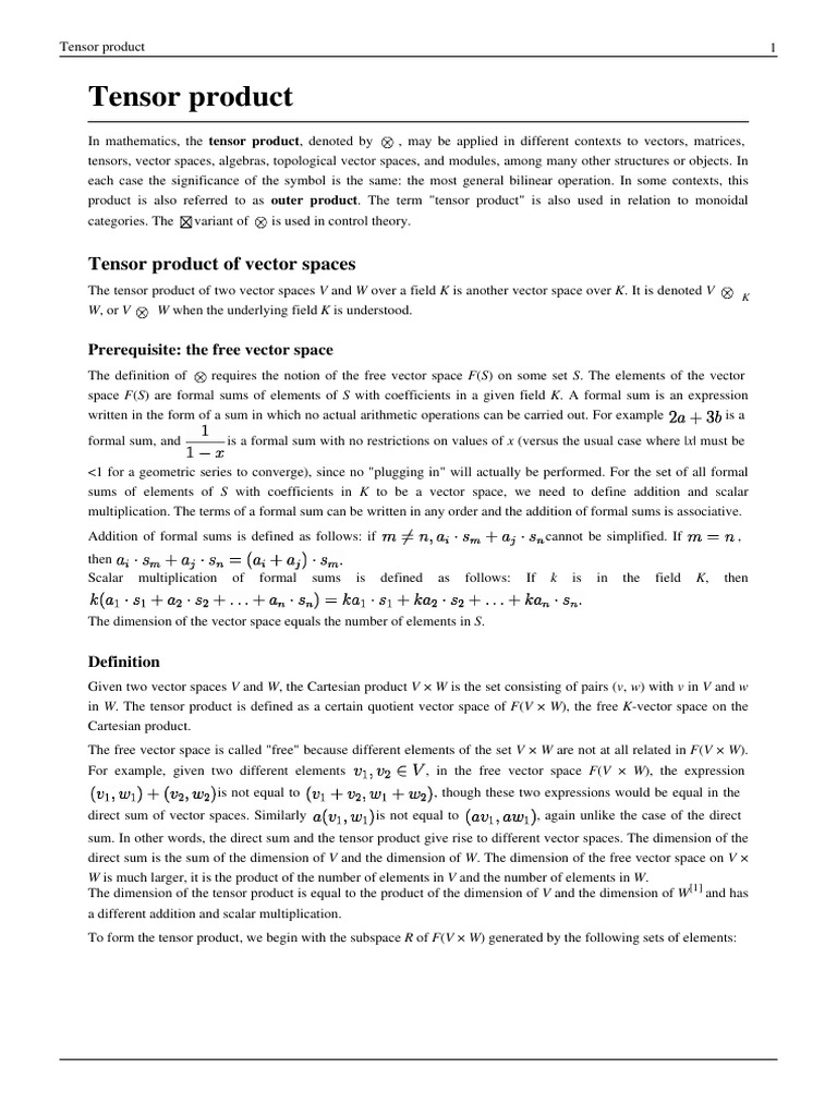 Tensor Product | PDF | Tensor | Vector Space