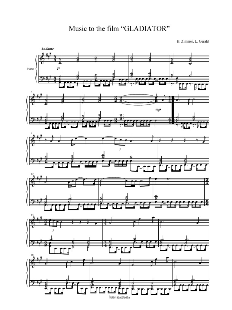 Hans Zimmer - Gladiator - Main Theme | PDF