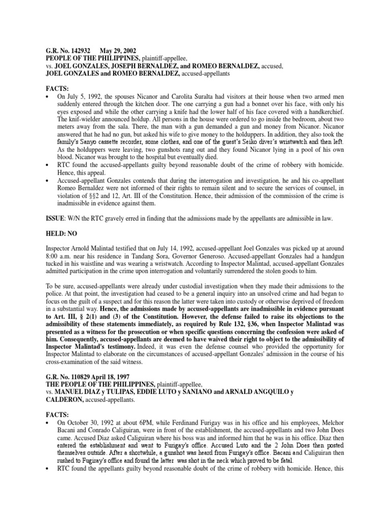 Evid Case Digest Gonzales + Diaz | PDF | Conspiracy (Criminal) | Witness