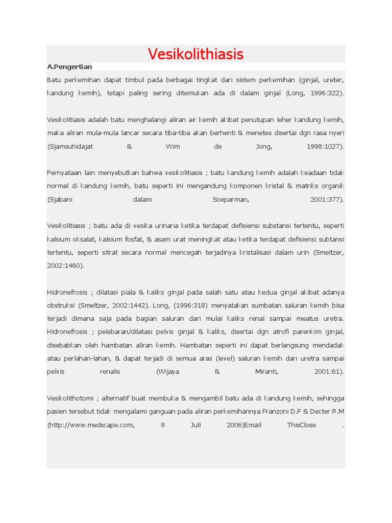 Vesikolithiasis: Penyebab dan Gejala | PDF | Ilmu Sosial | Sains ...