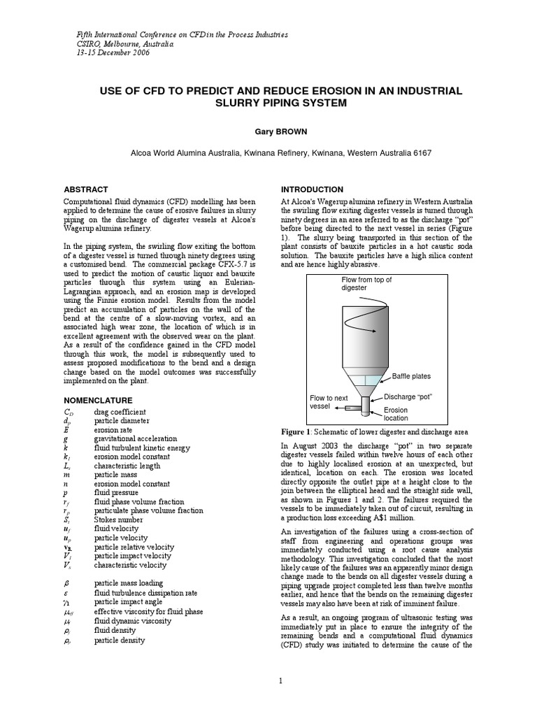 Use of CFD To Predict and Reduce Erosion in An Industrial Slurry Piping ...