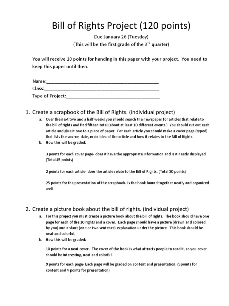 Bill of Rights Project Guidelines | PDF | Paragraph | Books