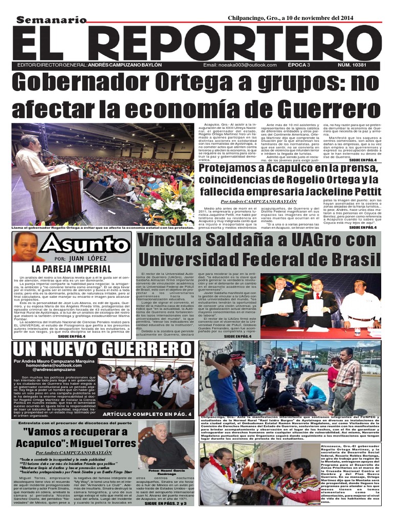 El Reportero, Periódico Semanal. Director Andrés Campuzano Baylon ...