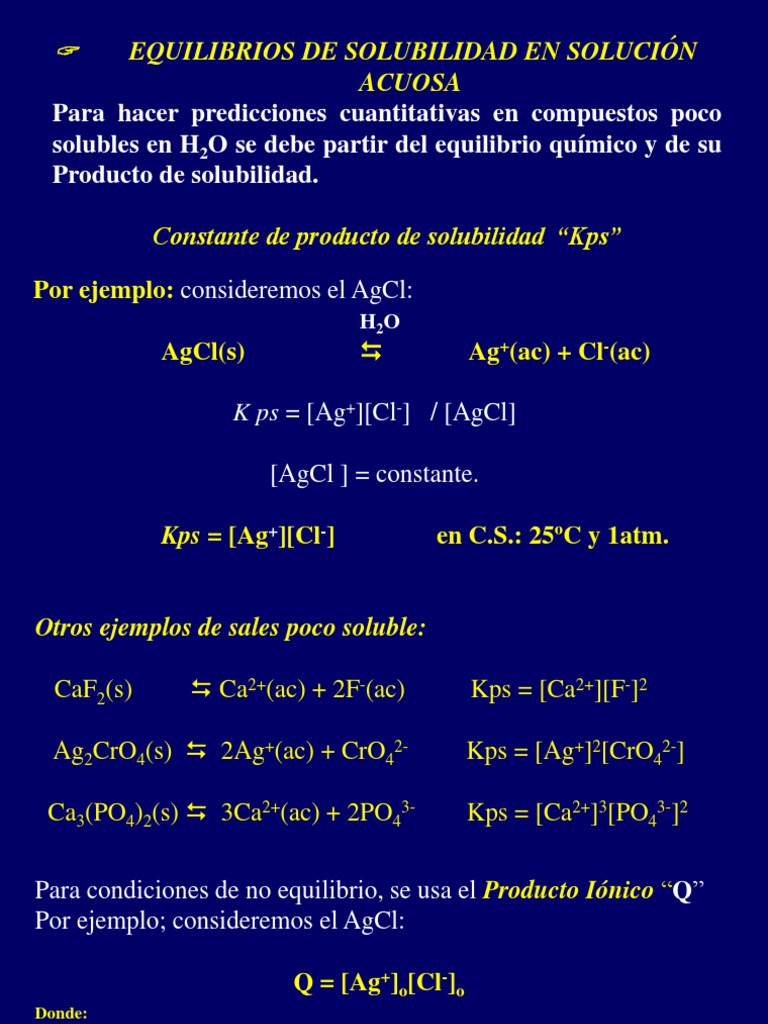 EQUILIBRIO QUIMICO Kps