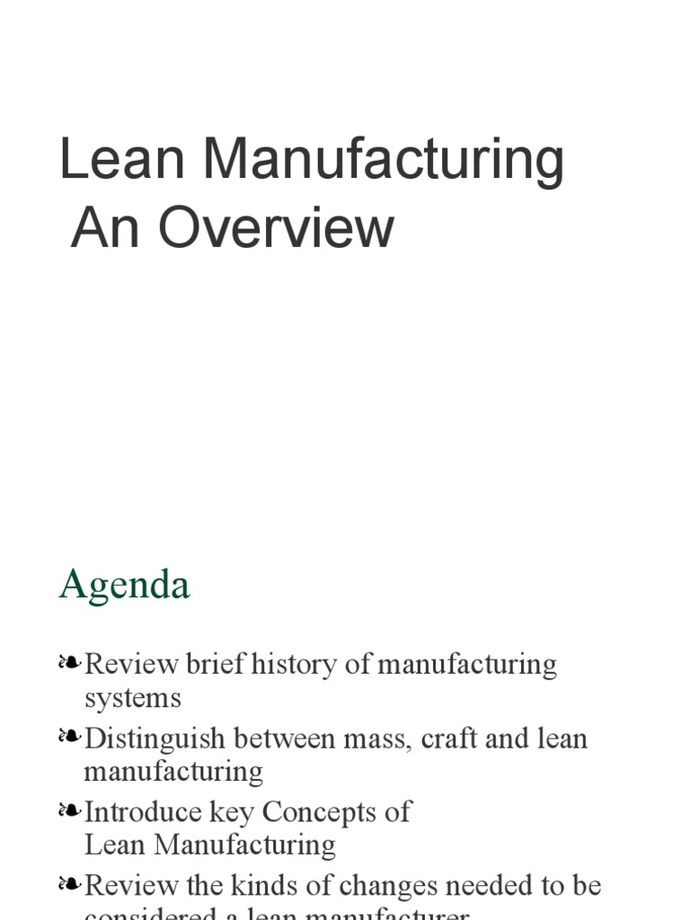 Lean Manufacturing Overview and Concepts | PDF | Lean Manufacturing ...