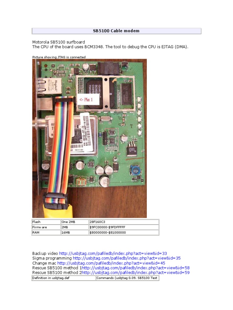 SB5100 Cable Modem UsbjtagNT PluKing | PDF | Flash Memory | Booting