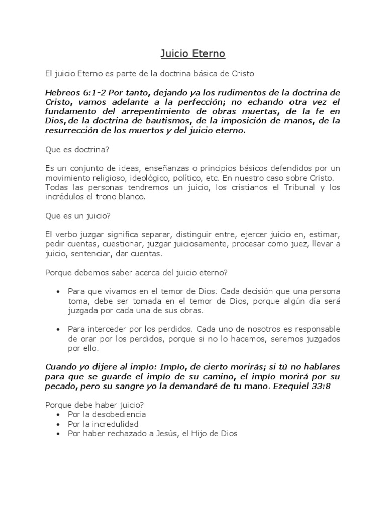 Entendiendo el Juicio Eterno en la Biblia | PDF | Cristo (título) | La ...