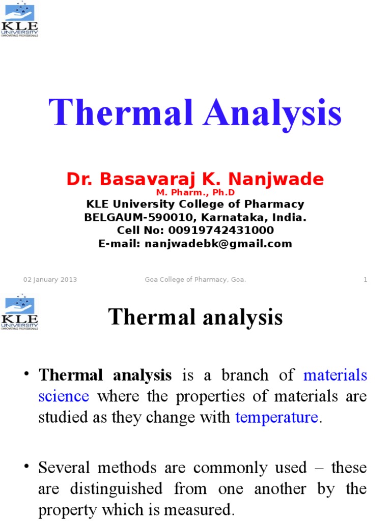 Overview of Thermal Analysis Techniques | PDF | Differential Scanning ...