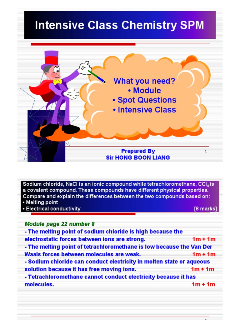 Intensive Class Chemistry SPM | PDF | Chlorine | Ionic Bonding