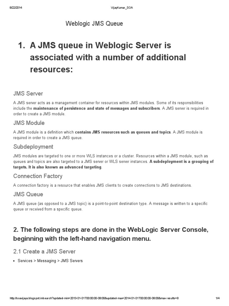 Creating JMS Queues in WebLogic | PDF