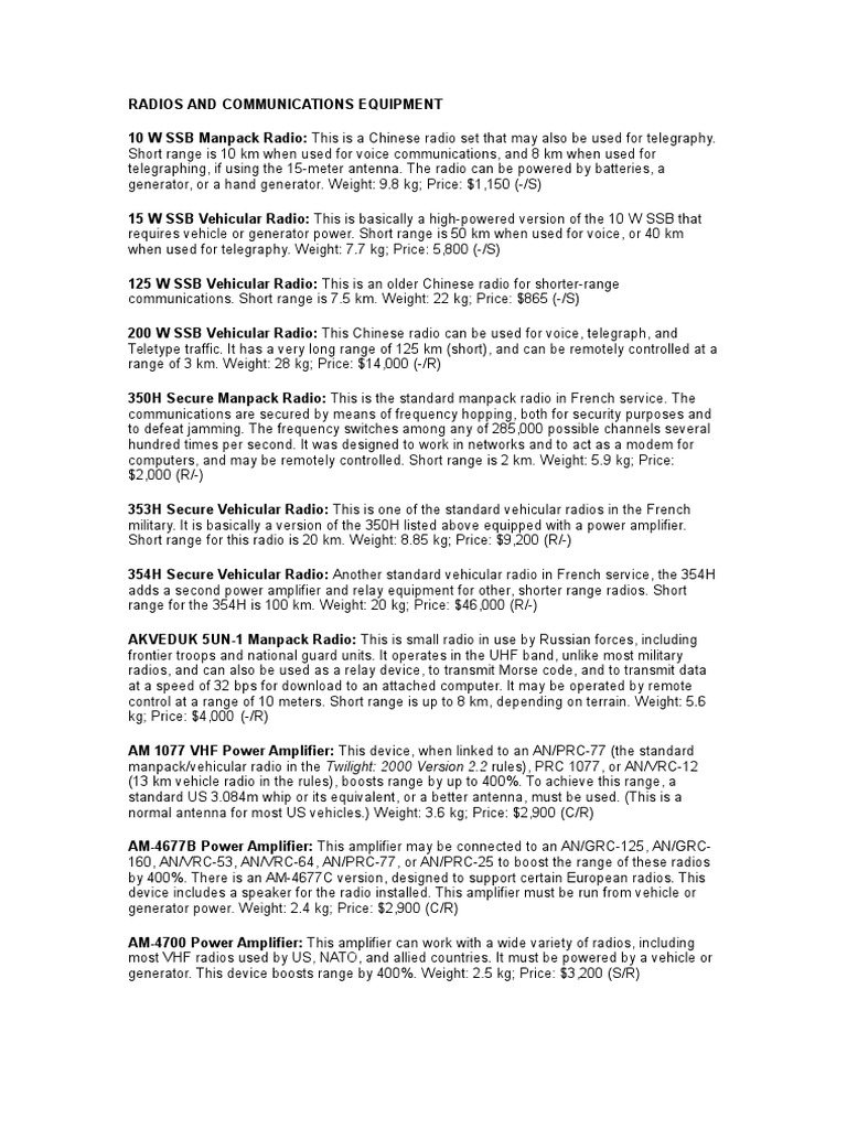 Overview of Radio Communication Equipment | PDF | Very High Frequency ...
