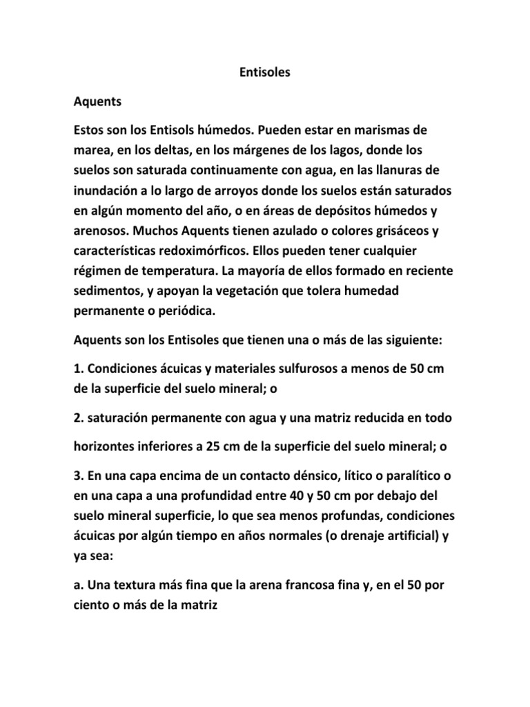 Entisoles y Sus Suborden | PDF | Estrato | Suelo