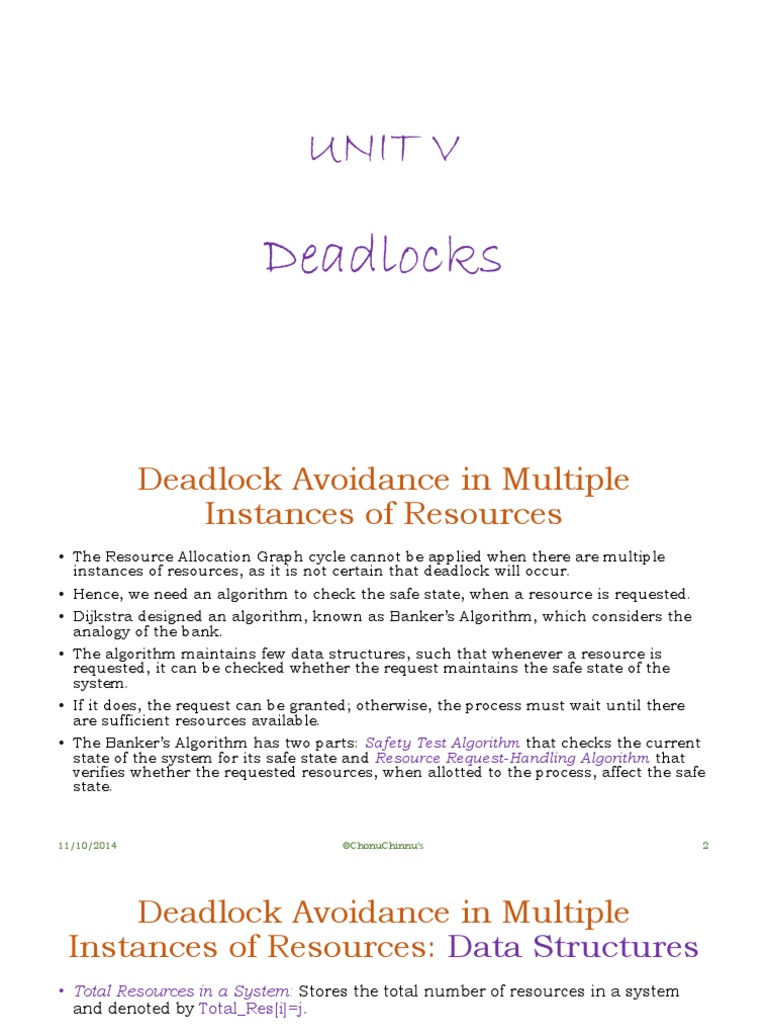 Unit V: Deadlocks | PDF | Computer Science | Applied Mathematics