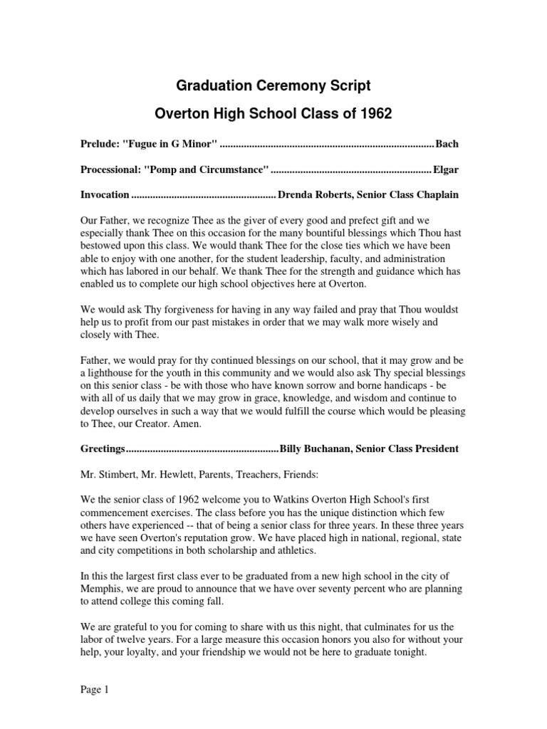 Graduating Ceremony Script | Senses | Democracy