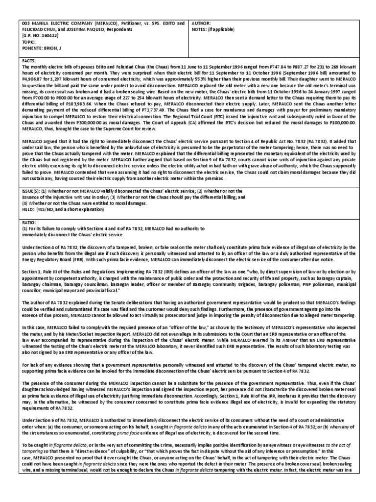 Meralco v. Chua | PDF | Injunction | Common Law