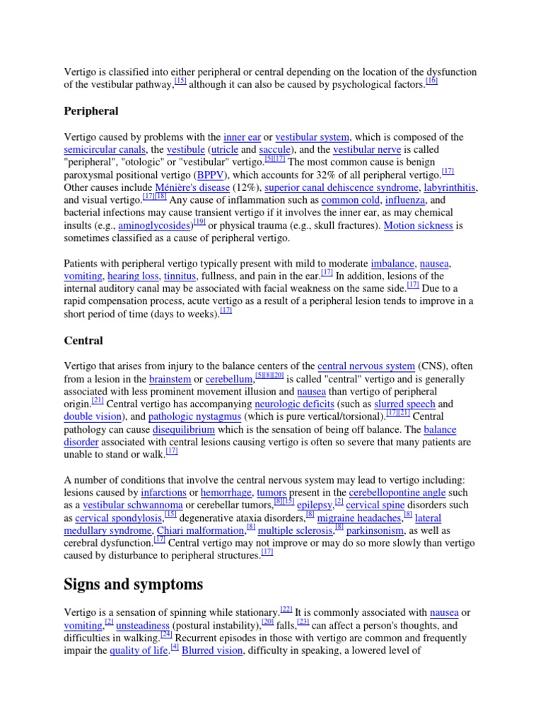 Understanding Peripheral and Central Vertigo | PDF | Self-Improvement ...