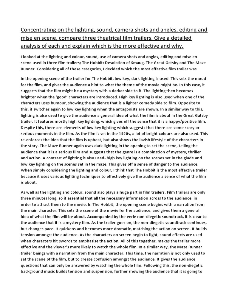 Film Trailer Analysis | PDF | Leisure