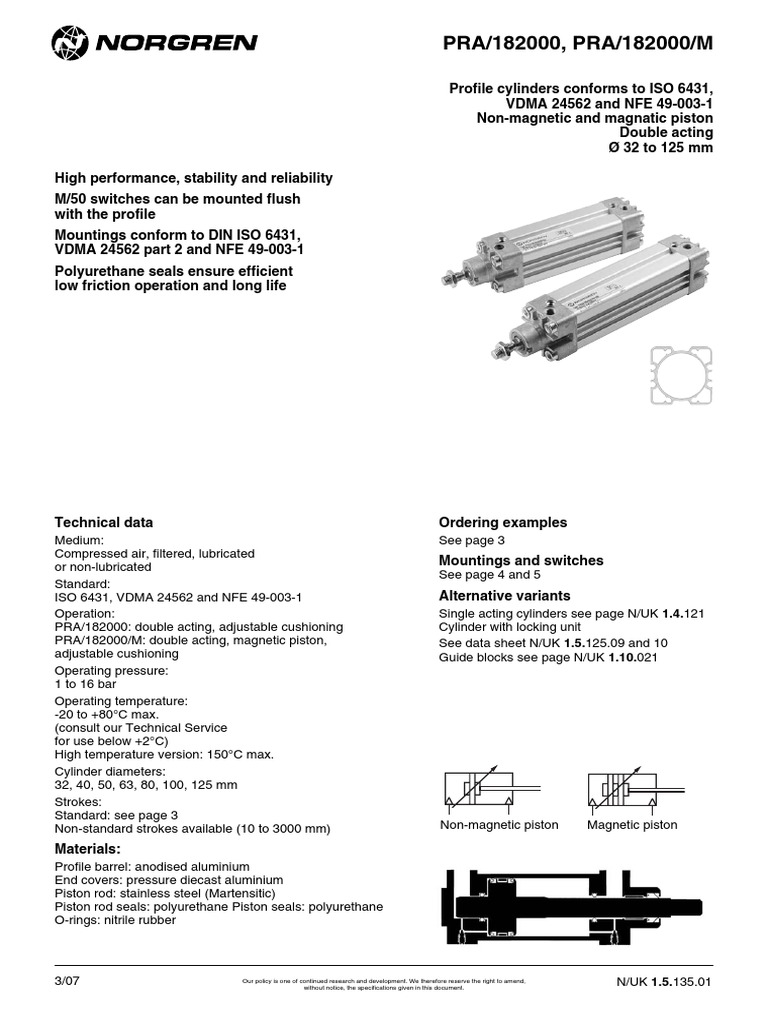 Norgren Pneumatic Cylinders | PDF | Piston | Stainless Steel