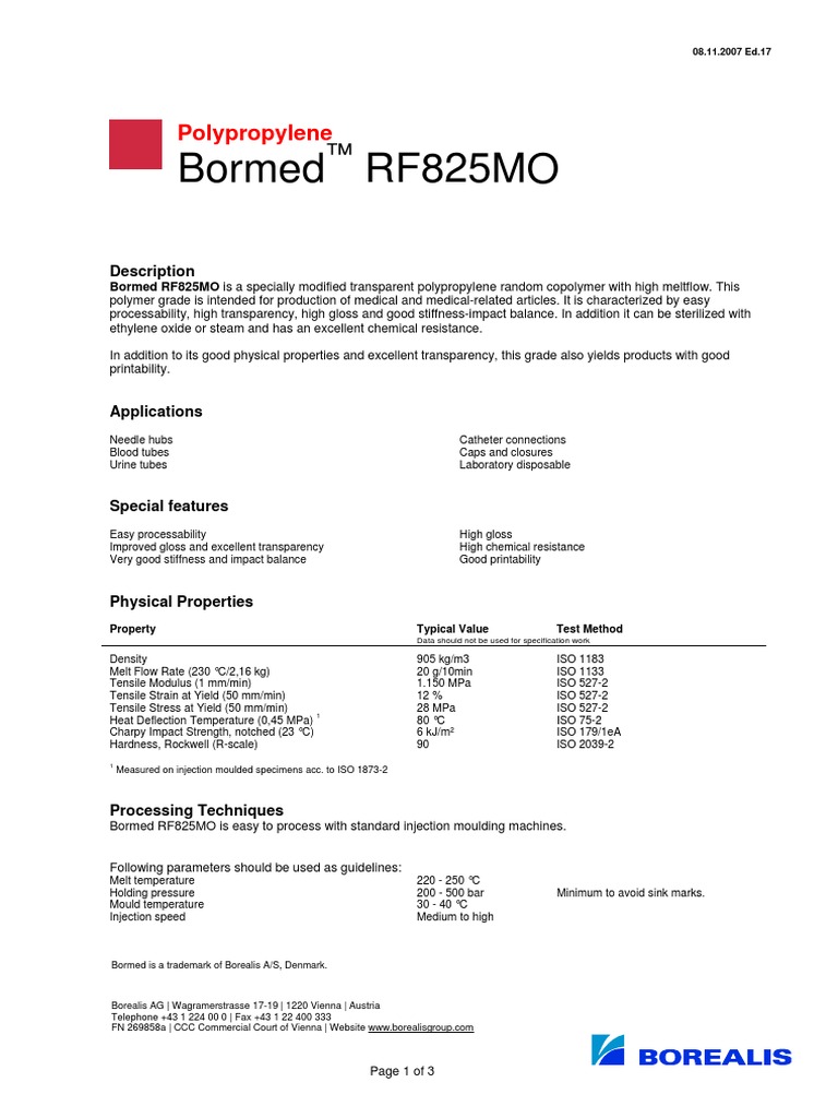 Borealis Bormed Rf825mo | PDF | Chlorofluorocarbon | Yield (Engineering)