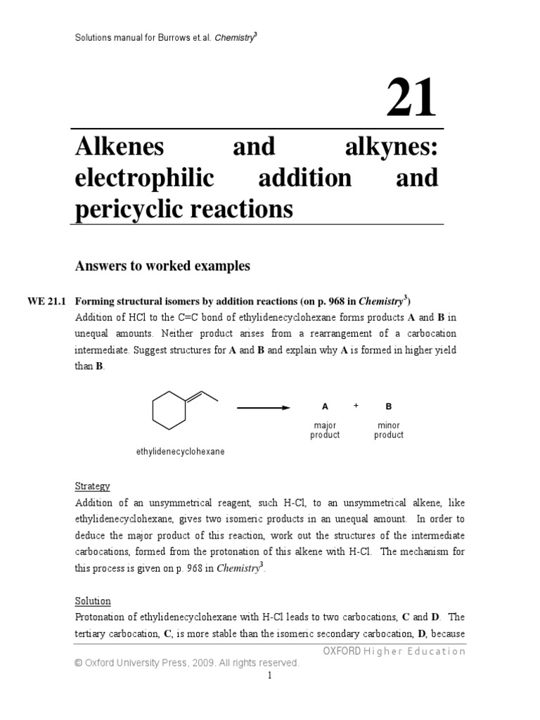 Alkenes and Alkynes: Electrophilic Addition and Pericyclic Reactions ...
