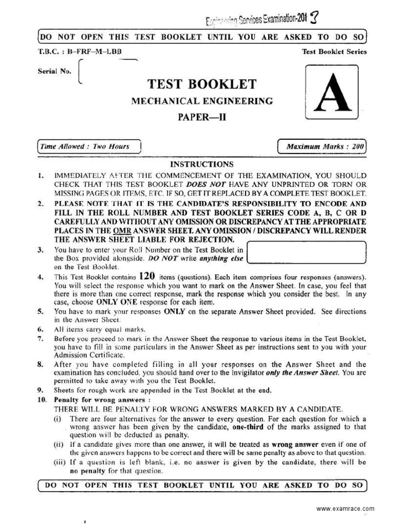 IES Mechanical Engineering Paper II 2013 PDF | PDF | Bending ...