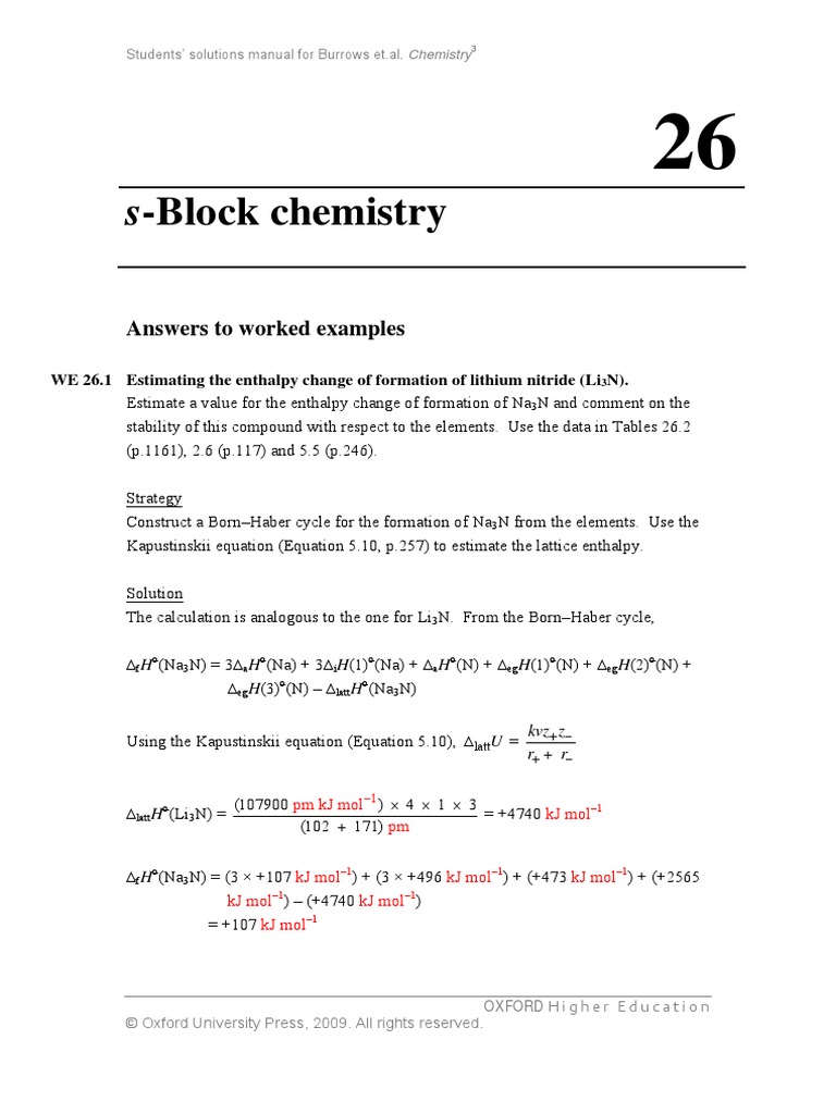 s-Block chemistry: Answers to worked examples