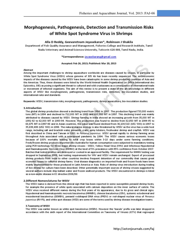 White Spot Syndrome Virues | PDF | Primer (Molecular Biology) | Amplicon