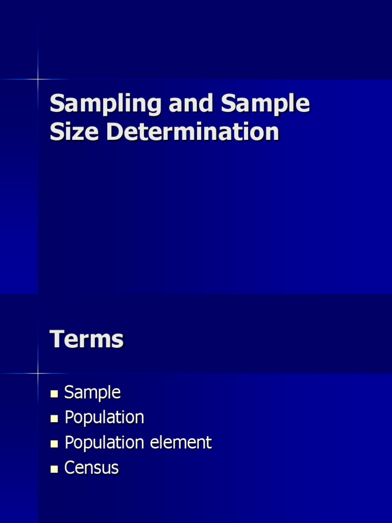 Sampling and Sample Size Determination | PDF | Stratified Sampling ...