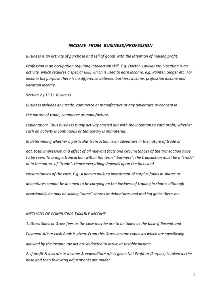 Income From Business/Profession | PDF | Expense | Business