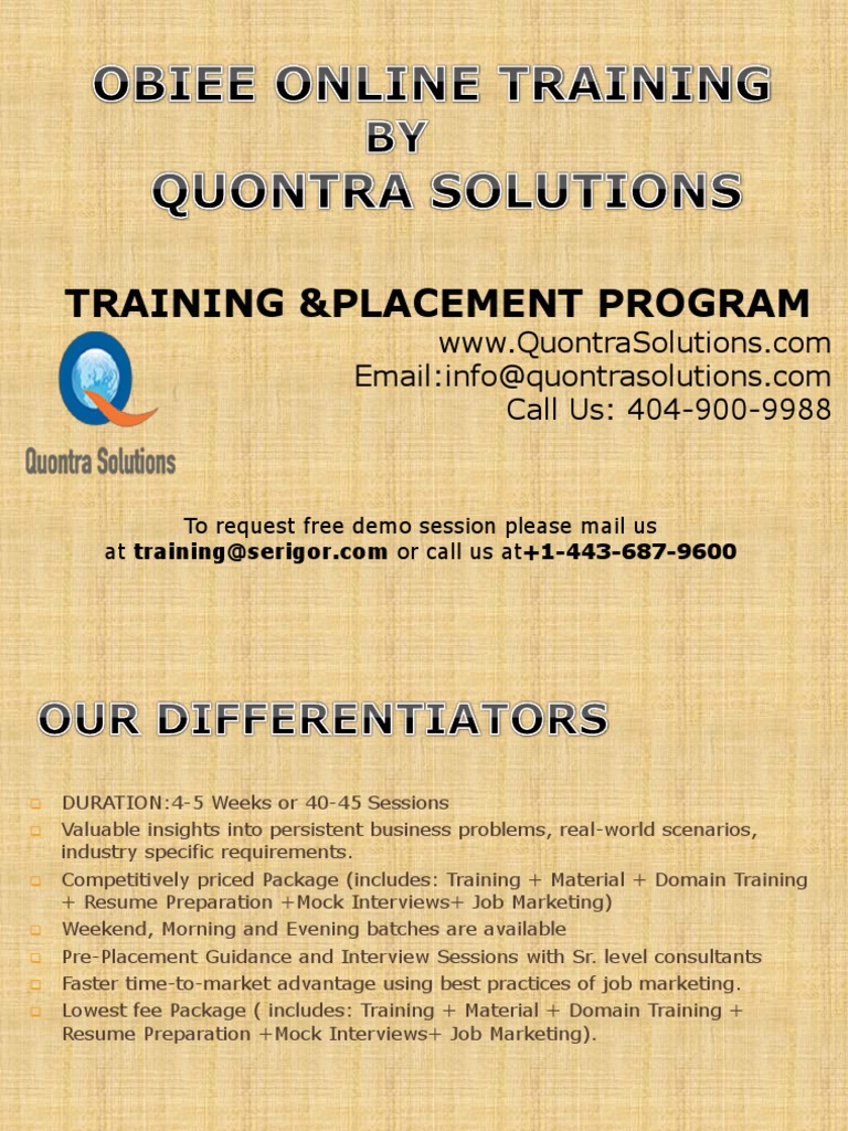 OBIEE Training PPT by Quontrasolutions | PDF | Oracle Database | Business Intelligence