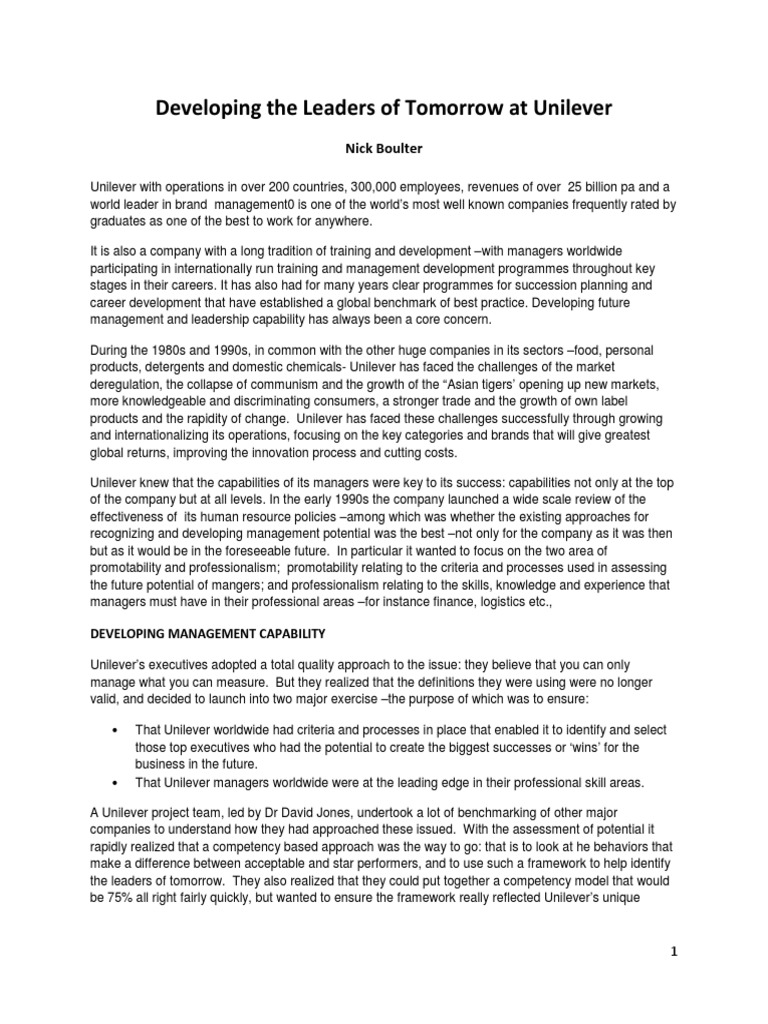 Unilever's Leadership Development Strategy | PDF | Competence (Human ...
