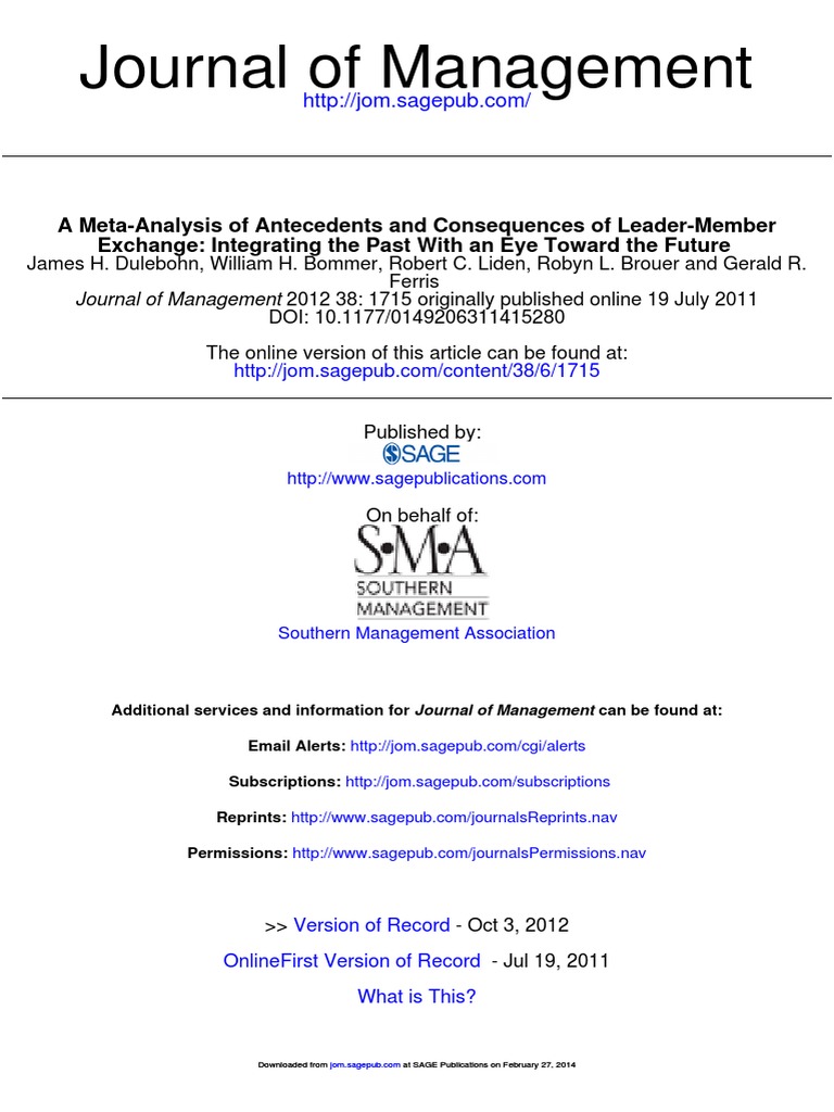 3 Dulebohn | PDF | Leadership | Extraversion And Introversion