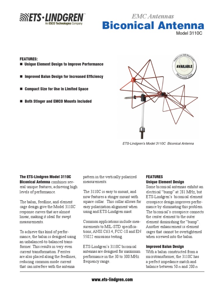Biconical Antenna: EMC Antennas | PDF | Antenna (Radio) | Electrical ...