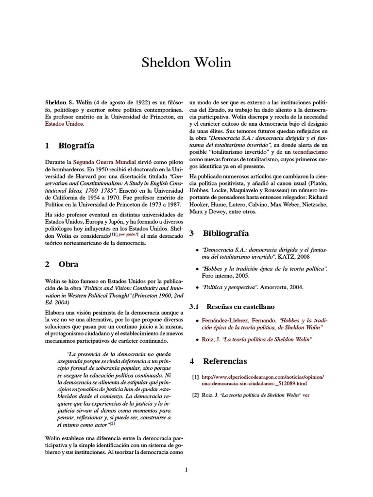 Sheldon Wolin | PDF | Ciencias Políticas | Teorías políticas