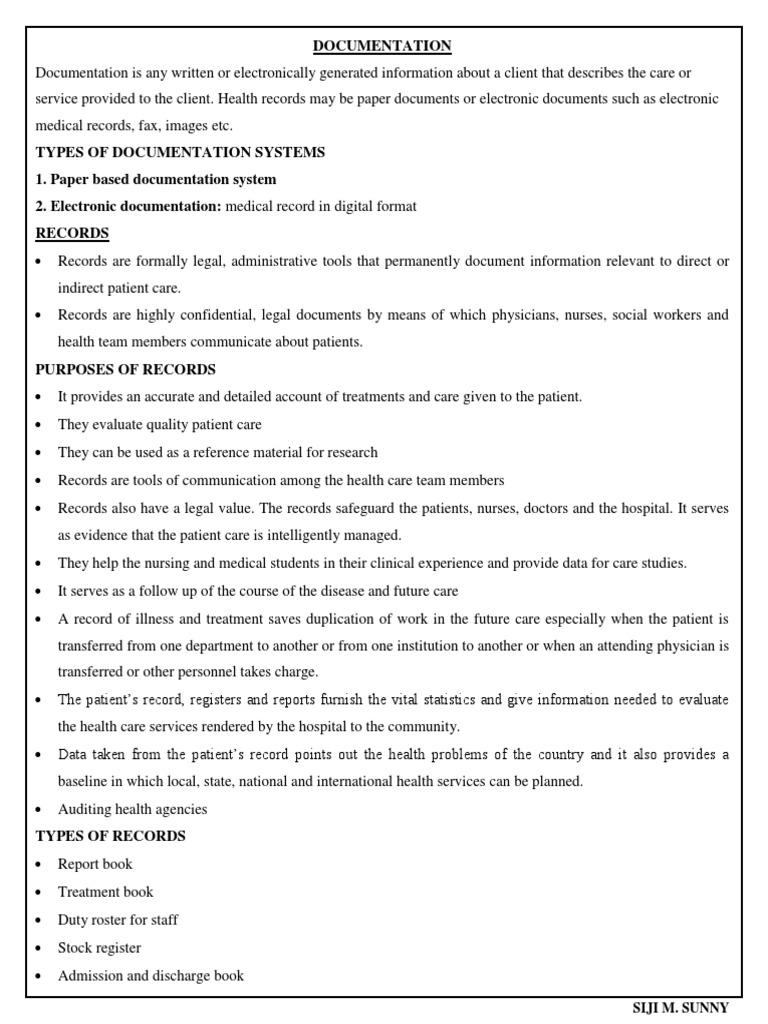 Documentation | Medical Record | Nursing