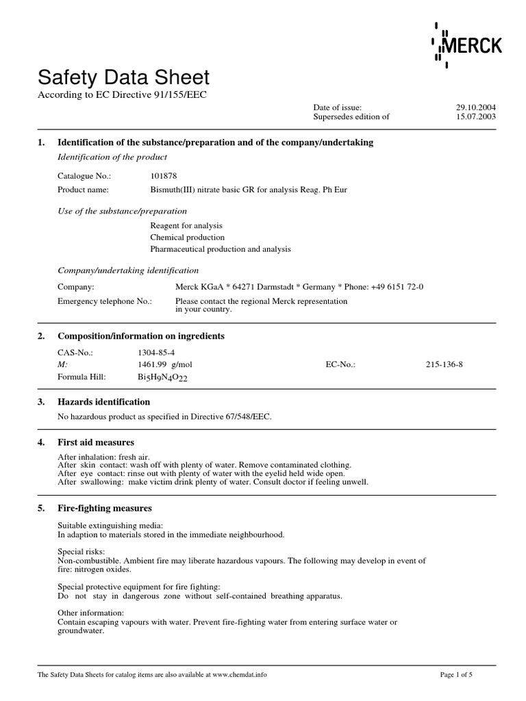 Safety Data Sheet: According to EC Directive 91/155/EEC | Personal ...