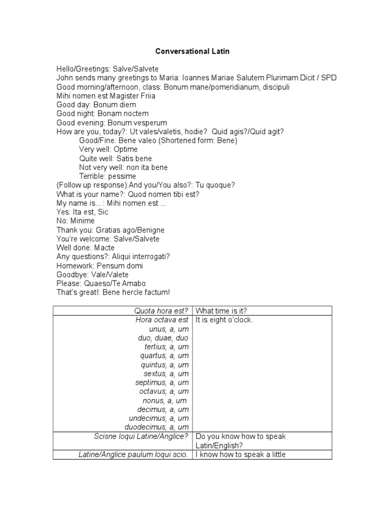 Conversational Latin | PDF