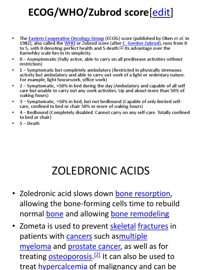 ECOG/WHO/Zubrod Score (: Eastern Cooperative Oncology Group WHO C ...