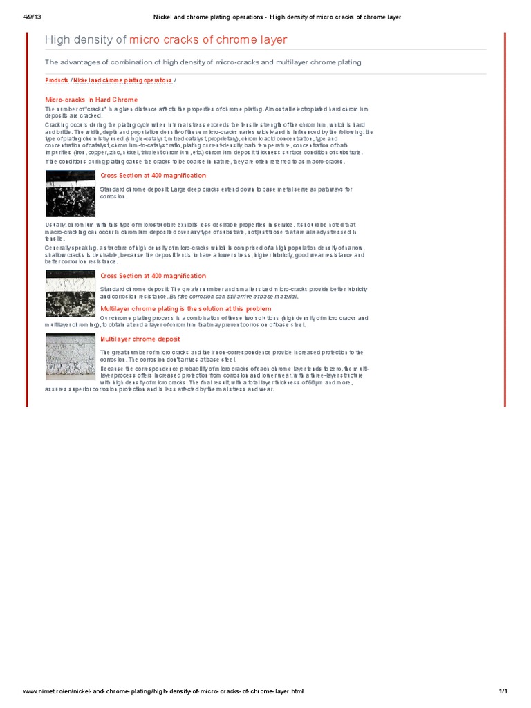 High Density of Micro Cracks of Chrome Layer | PDF | Chromium | Corrosion