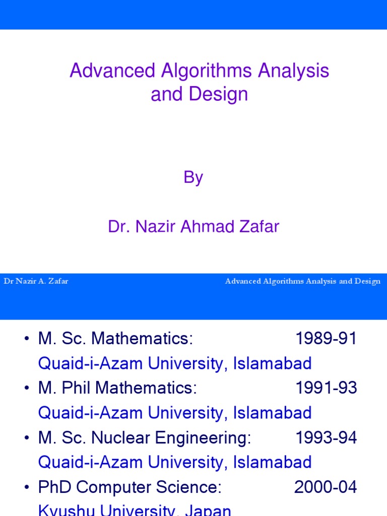 DR Nazir A. Zafar Advanced Algorithms Analysis and Design | PDF ...