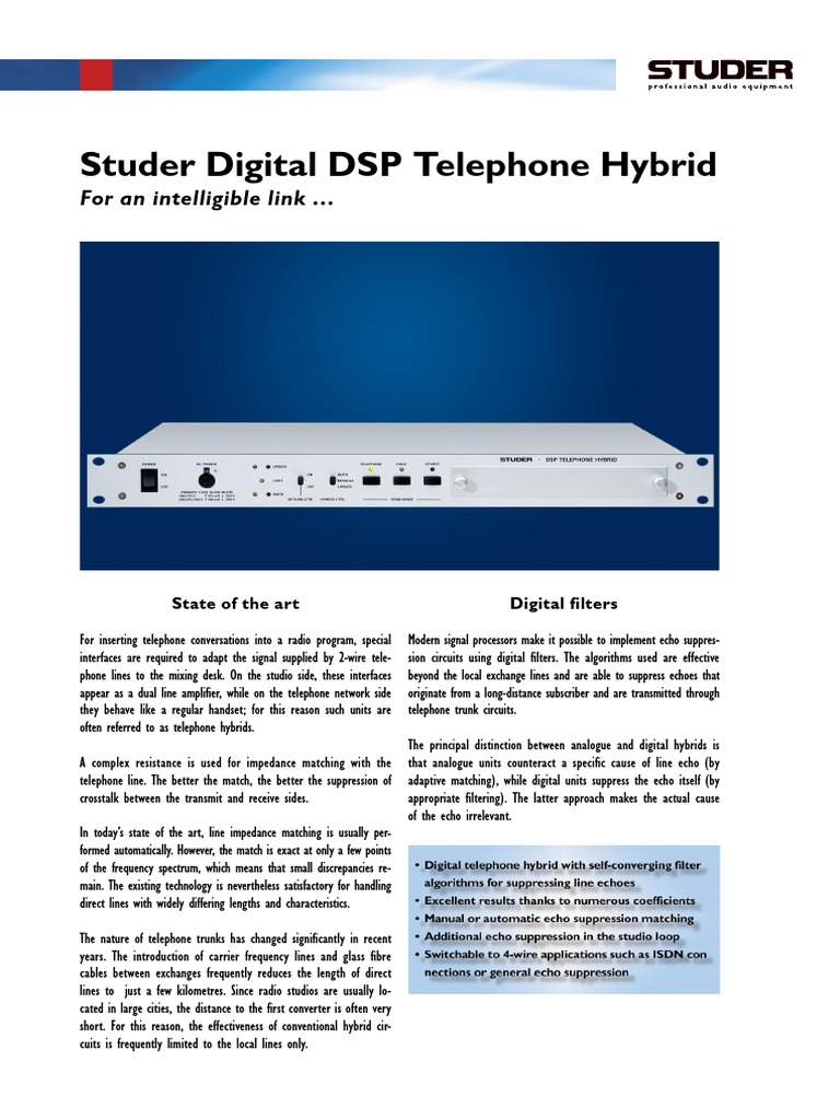 DSP Tel Hybrid Flyer HR | PDF | Telephone | Telecommunications