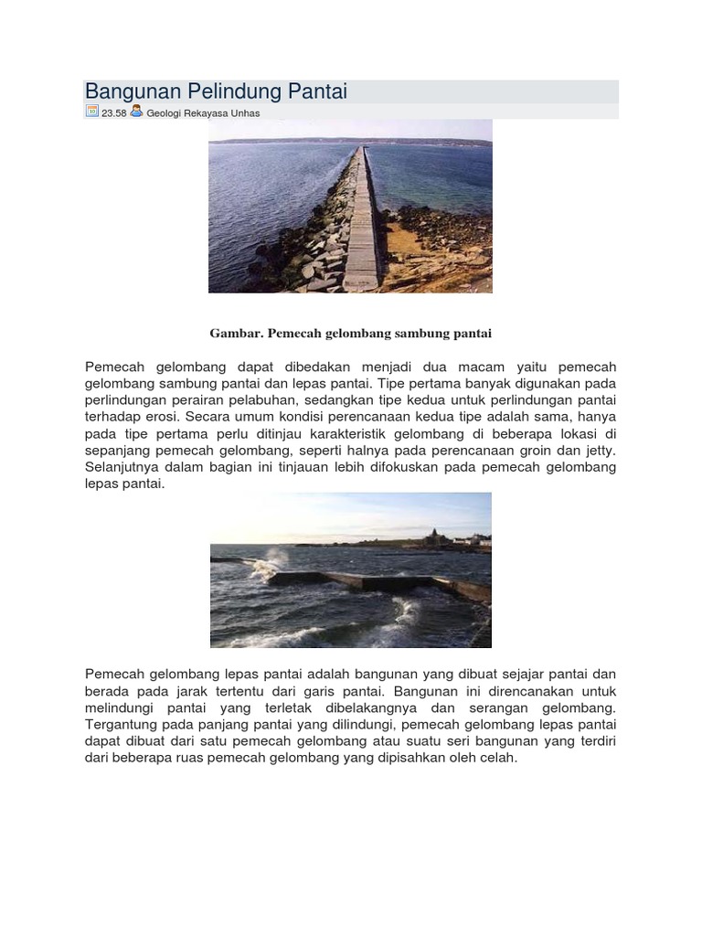 Bangunan Pelindung Pantai (Jetty) | PDF