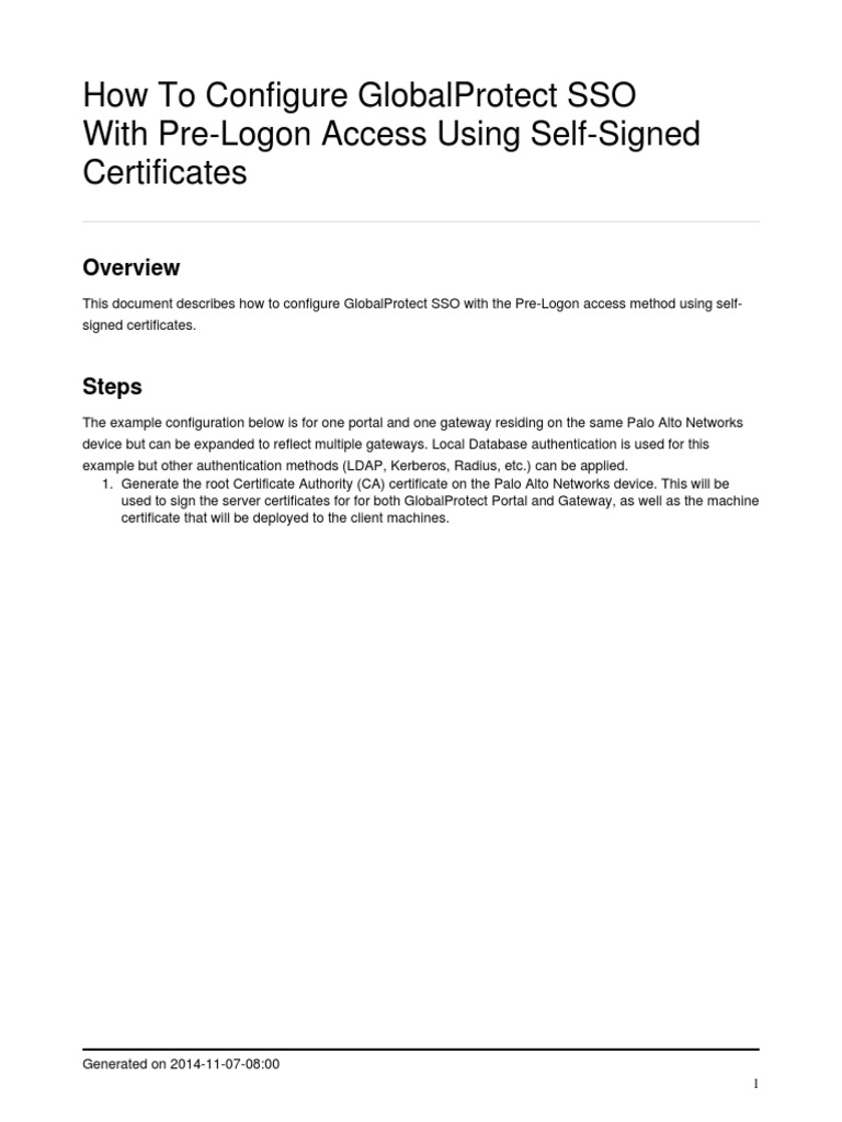 GlobalProtect SSO Setup with Self-Signed Certs | PDF | Public Key ...