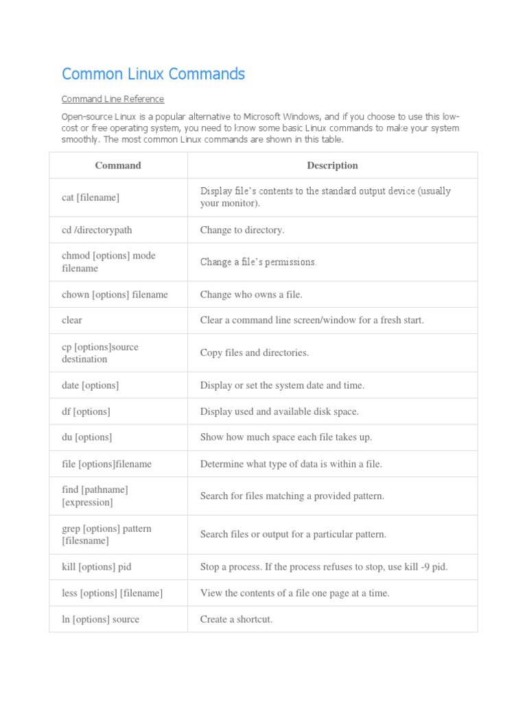 Common Linux Commands | Download Free PDF | Command Line Interface | Filename
