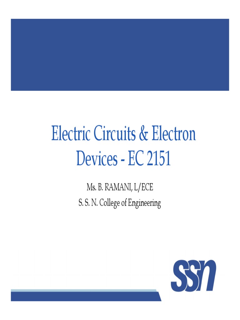 Electric Circuits & Electron Devices - EC 2151 Devices - EC 2151 | PDF ...