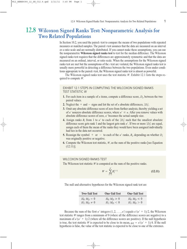 Wilcoxon Signed Ranks Test: Nonparametric Analysis For Two Related ...