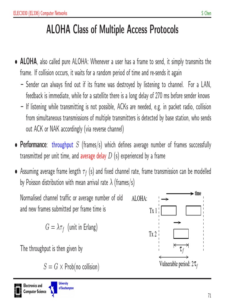 ALOHA Class of Multiple Access Protocols: Throughput | PDF | Ethernet ...